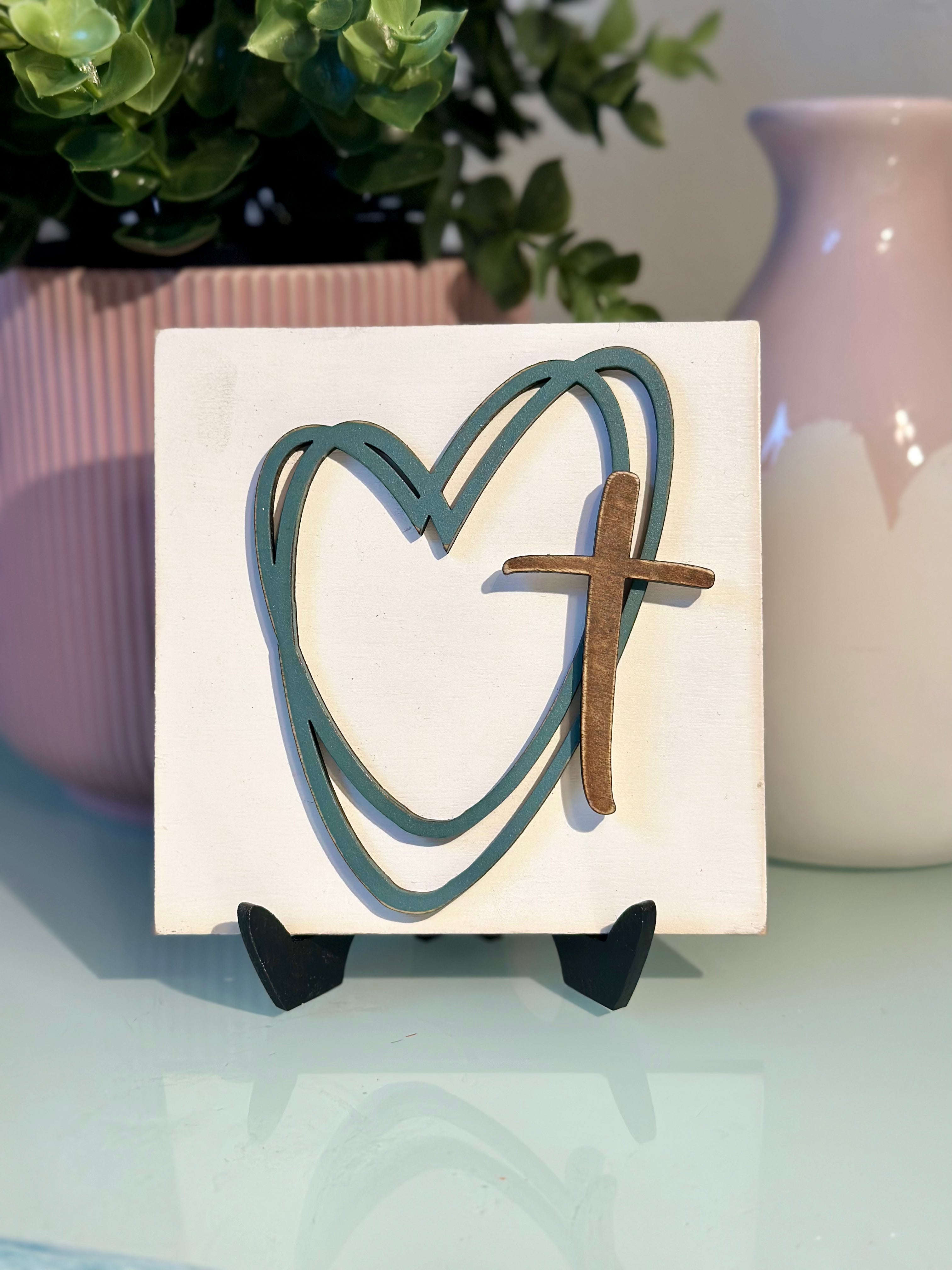Tile - Heart w/cross – Detroit Dingo Design