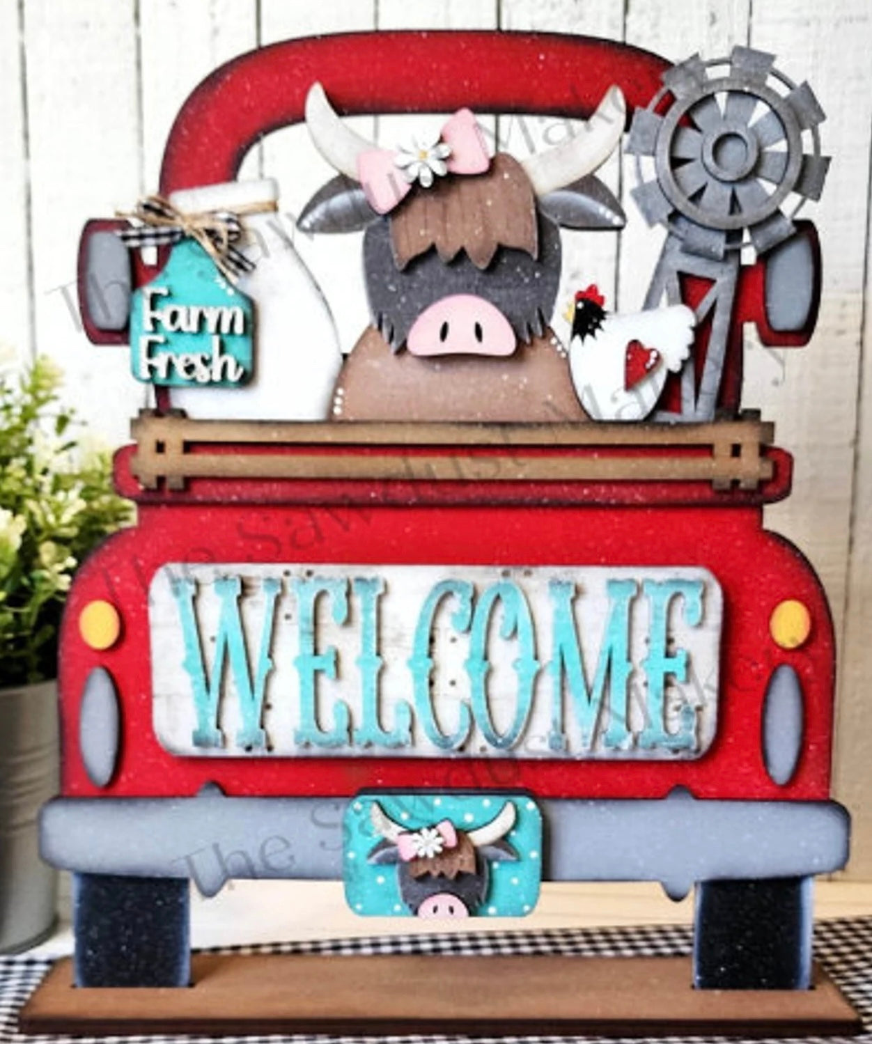 fluffy cow welcome interchangeable truck insert – Detroit Dingo Design