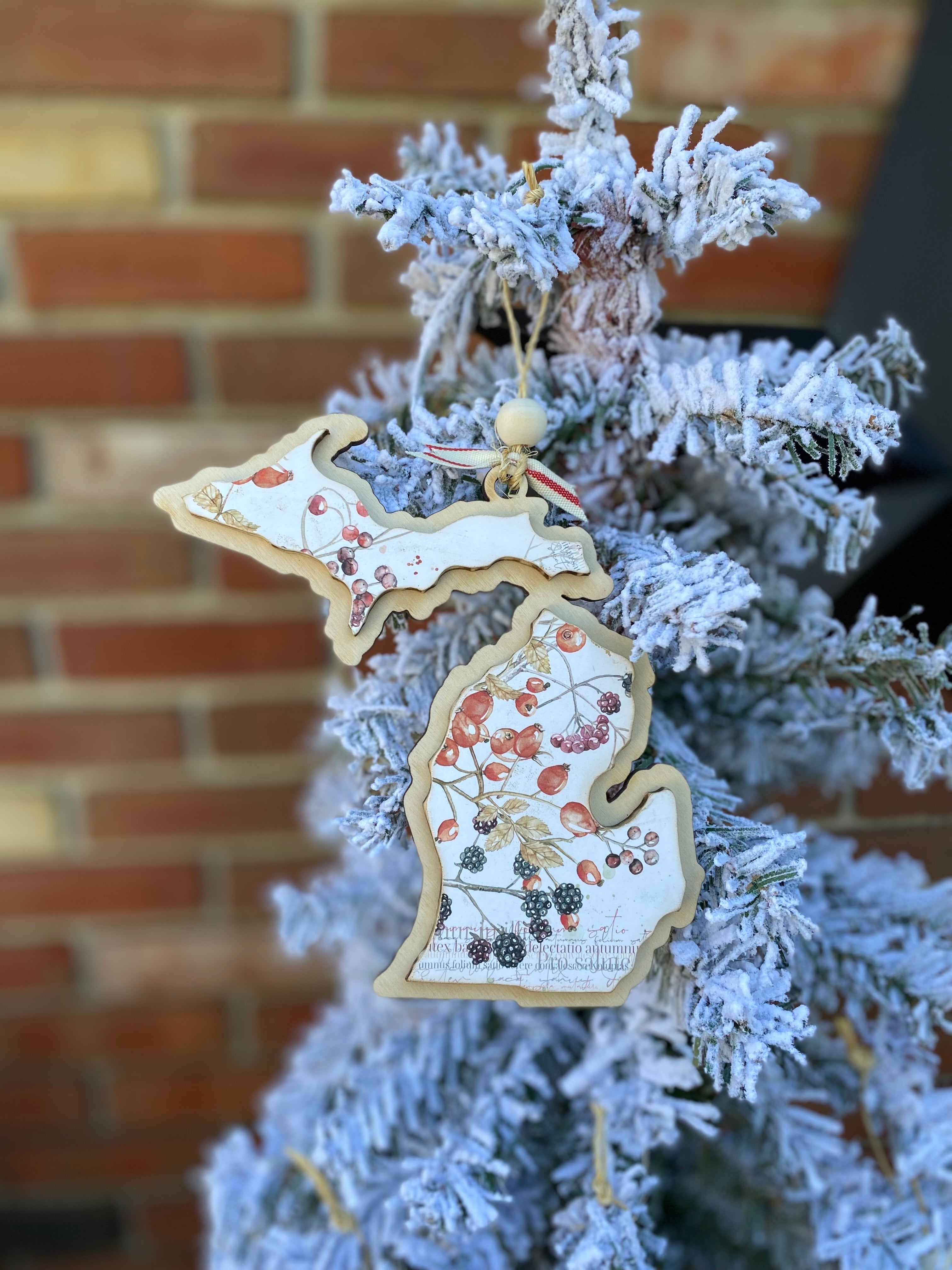 Raised Michigan Ornament – Detroit Dingo Design
